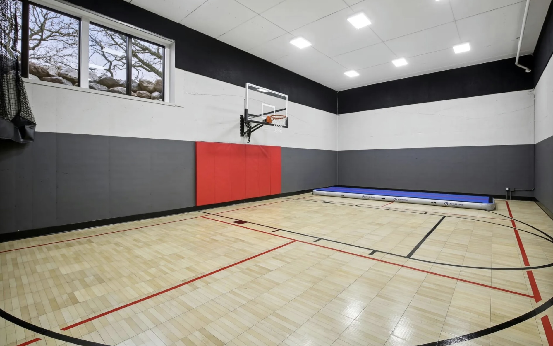 Indoor Home Basketball Court Basement Feeling Sporty? These Luxury